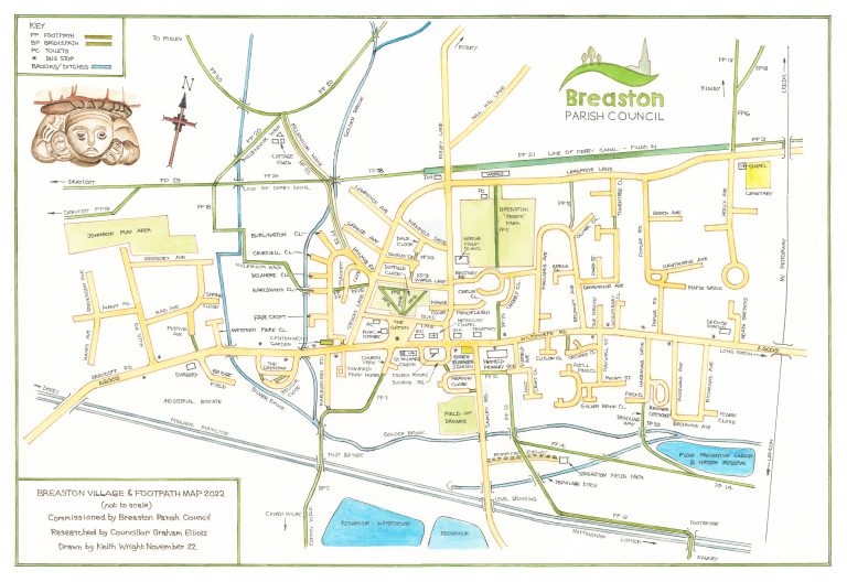 breaston scanned map A3 Village Footpath Map 2023 | Breaston Parish Council